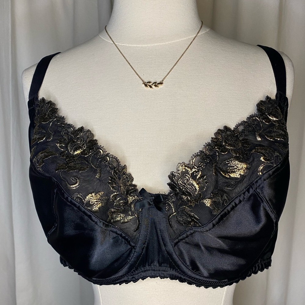 Cacique Beautiful Black/Gold Unlined Bra 44dd - Gem